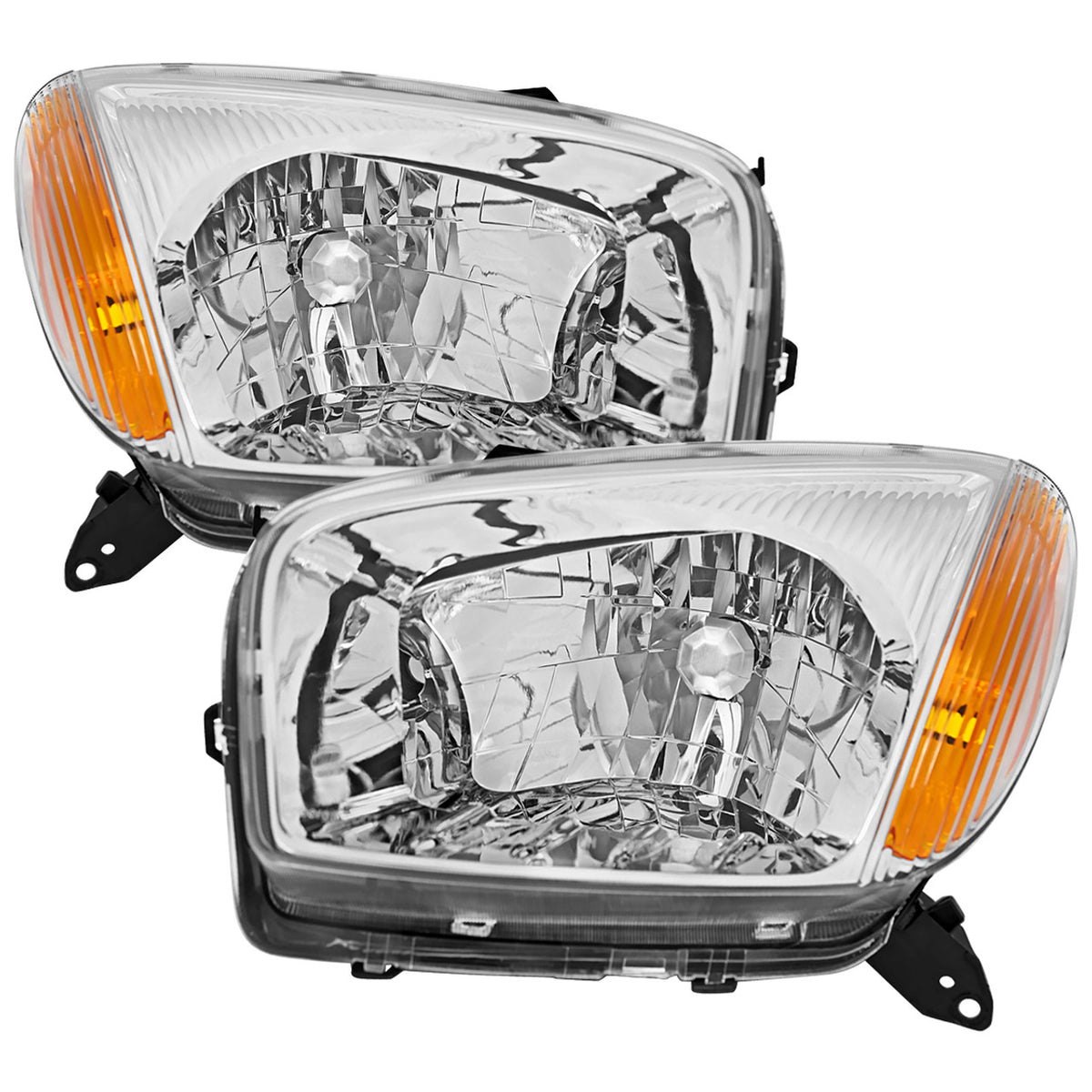 2001-2003 Toyota RAV4 Factory Style Headlights (Chrome Housing/Clear L ...