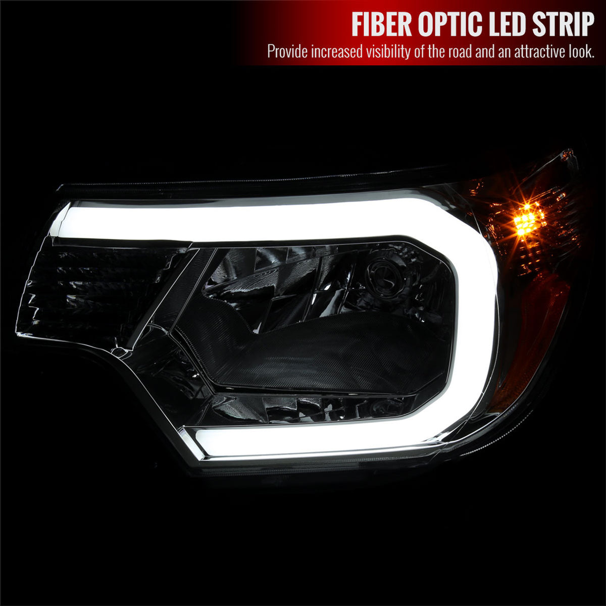 2012-2015 Toyota Tacoma LED Bar Factory Style Headlights with Amber Re ...