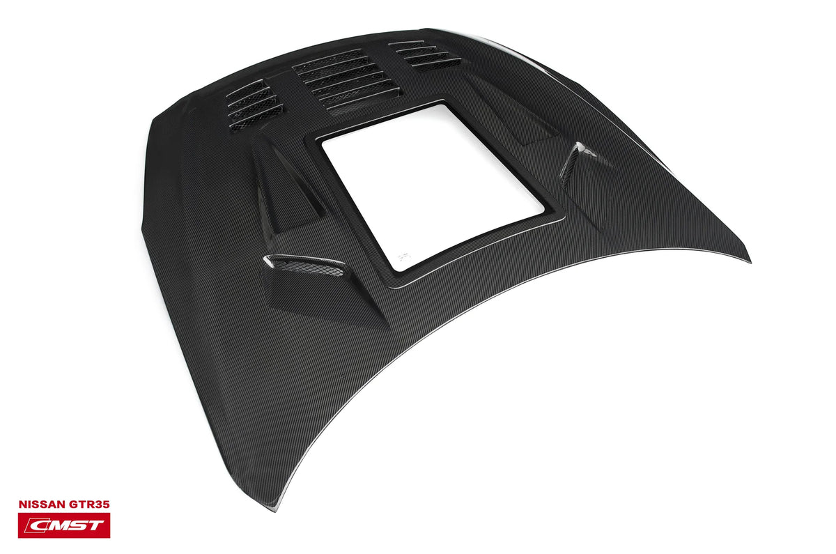 2017+ Nissan GT-R CMST Tempered Glass Transparent Hood (Carbon Fiber ...